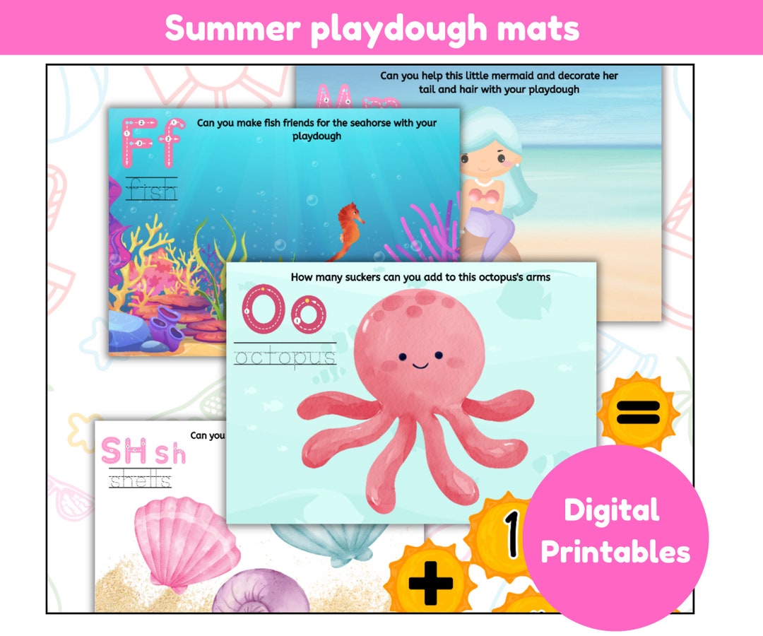 Summer Playdough Mats | a Set of 10 Playdough Mats Plus Number Coins ...