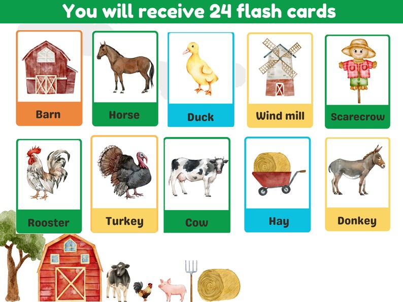 Farm Animals Flash Cards Into the Farm Flash Cards Montessori Flash ...