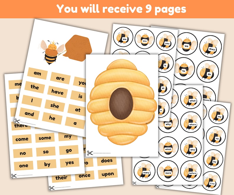 Beehive Sight Words Matching Activity | Phonics Activity | Sight Words ...