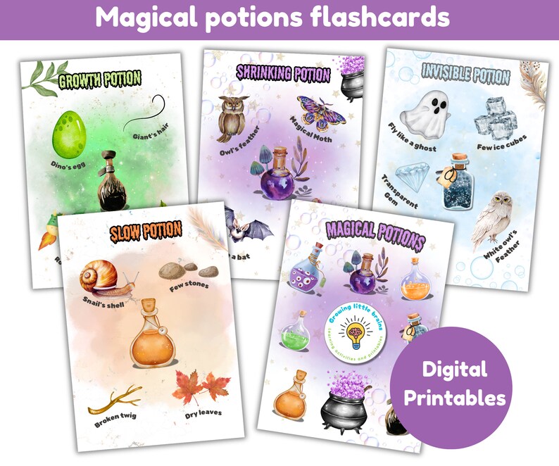 Magical Potions Recipes Flash Cards | a Set of 8 Cards | Digital ...