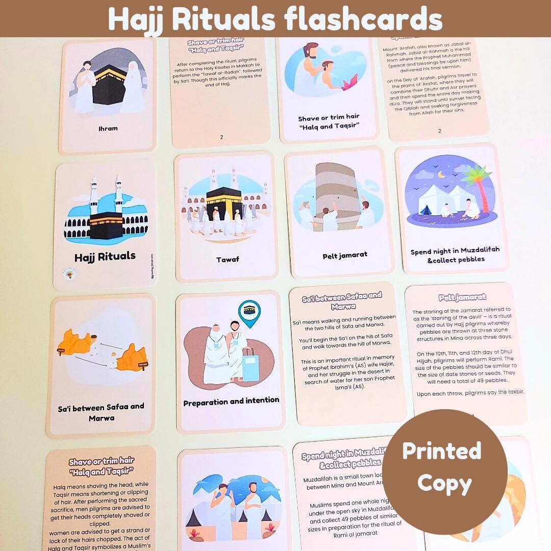 Hajj Rituals Flashcards | 20 Cards | Printed and Laminated | Physical ...