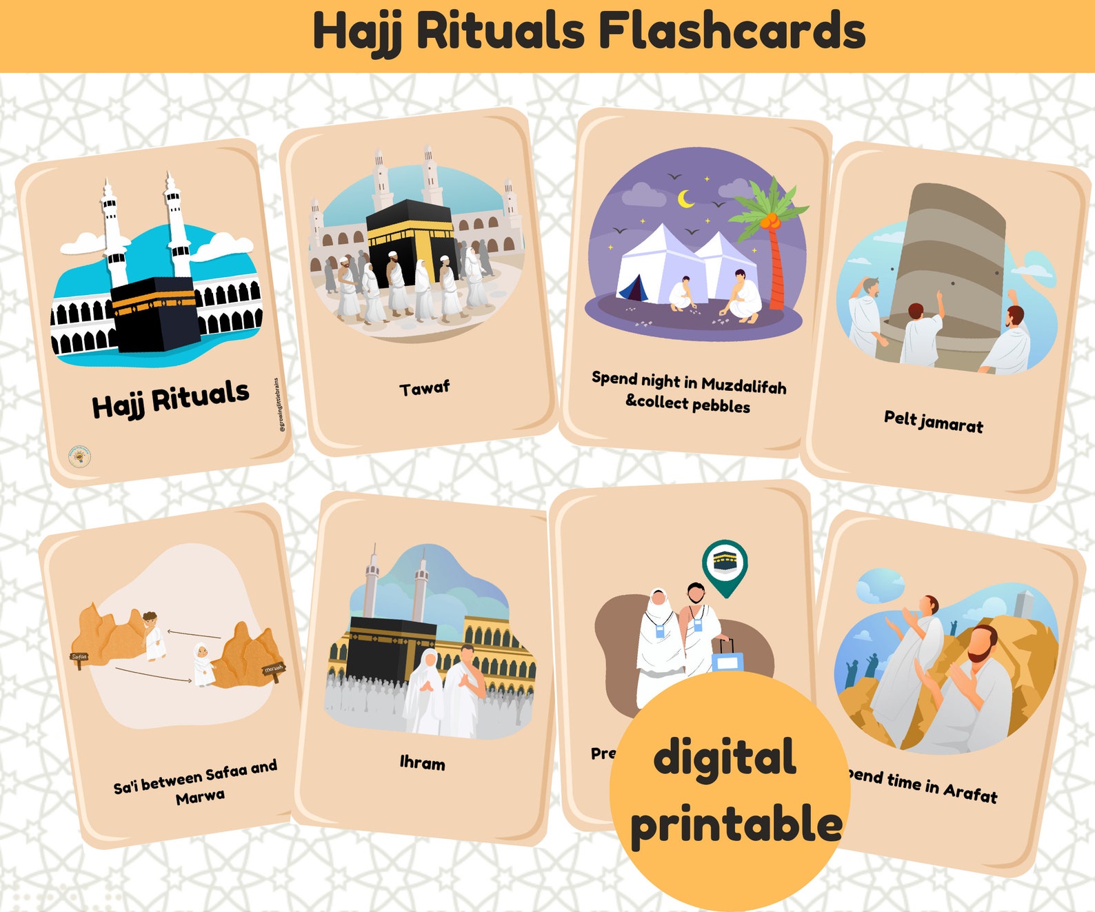 Hajj Rituals Flash Cards Hajj for Kids Islamic Learning Resources Hajj ...
