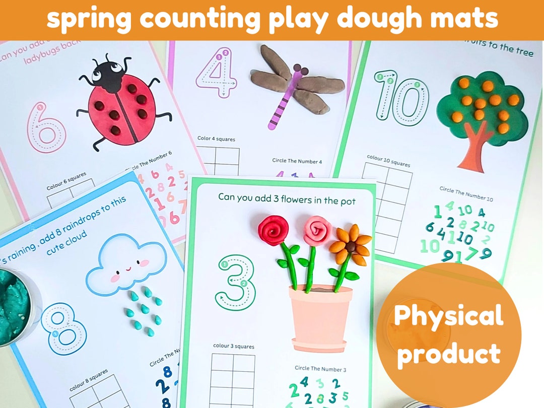 Spring Counting Playdough Mats | 10 Printed and Laminated Playdough ...