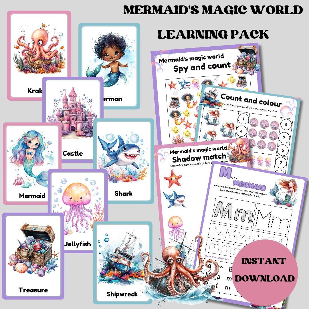 Mermaid's World Learning Pack | 16 Flashcards | 10 Activity Sheets ...