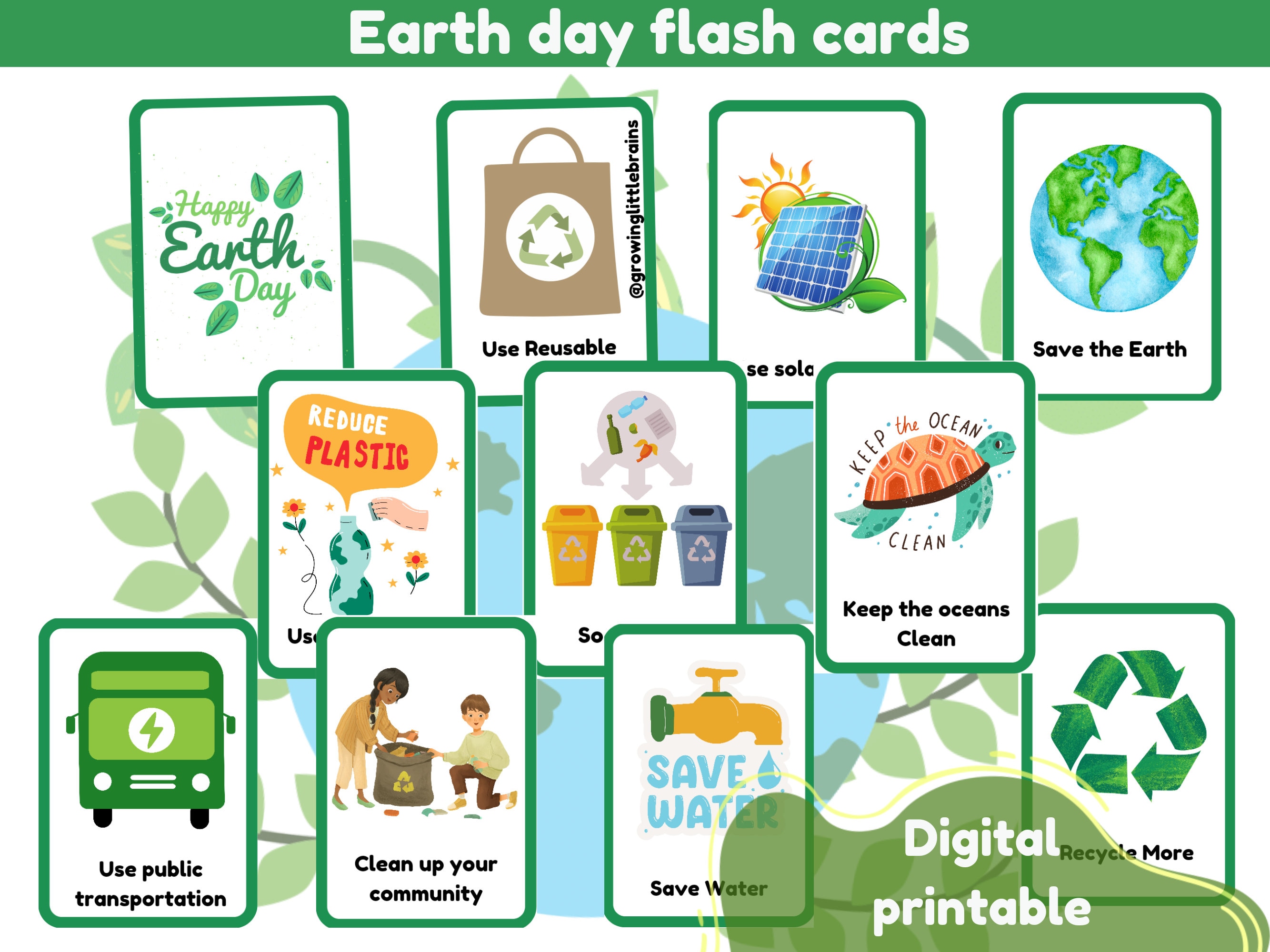 Earth Day Flash Cards | ECO Friendly Habits | Ecology | 22 April ...