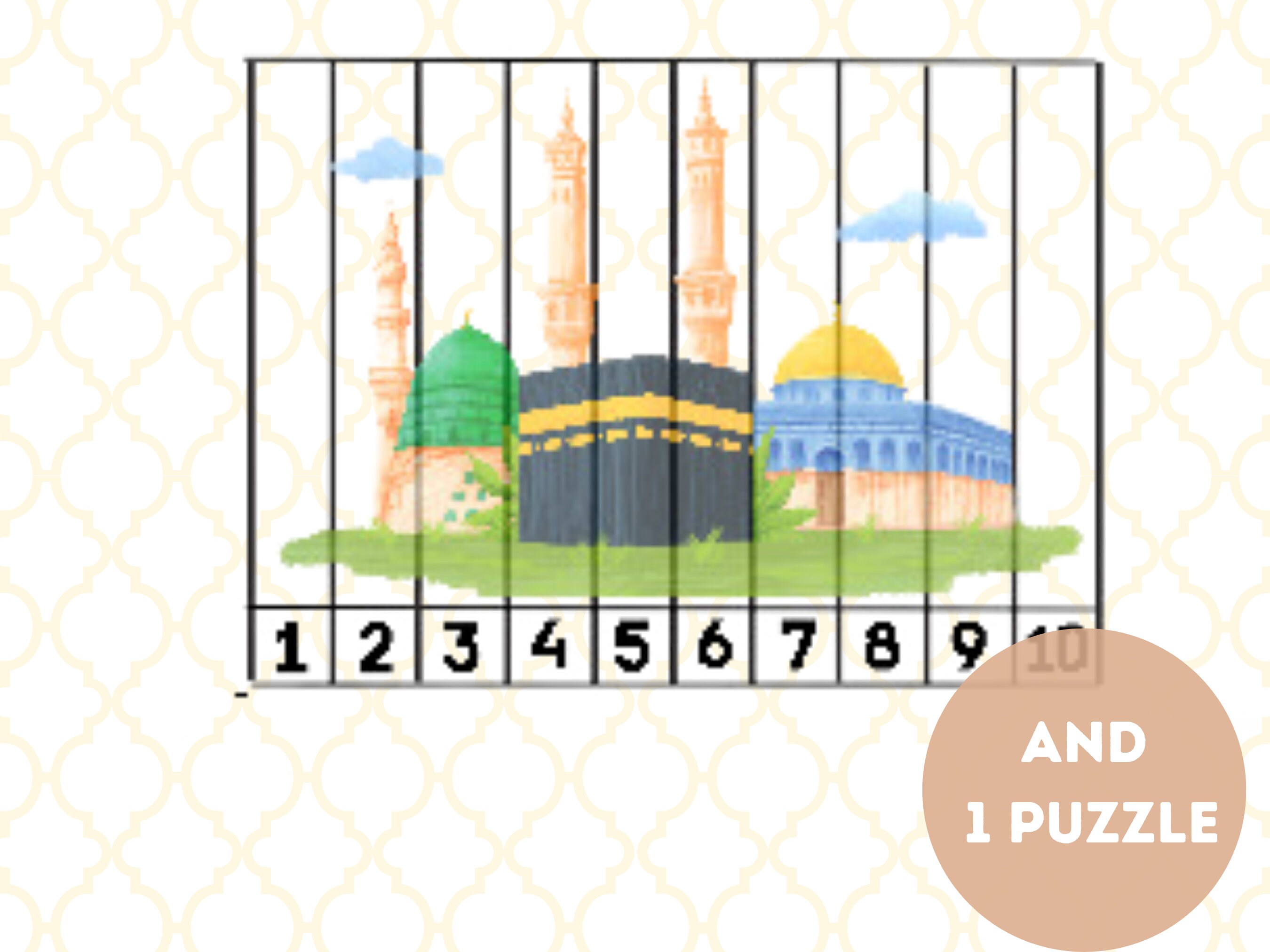 The Holy Mosques Flash Cards and Puzzle Al Aqsa Mosque Al Masjid Al ...
