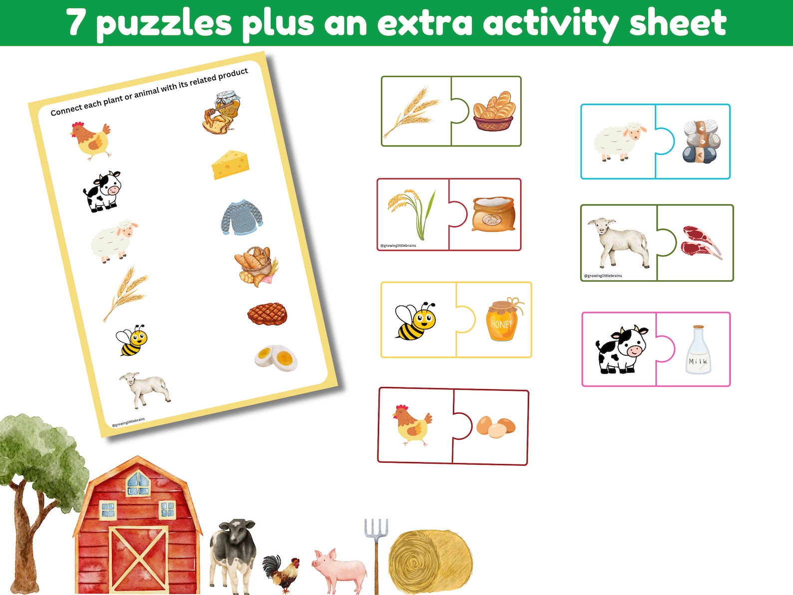 Farm Animal Puzzles: Montessori Learning Activity (digital Printables ...