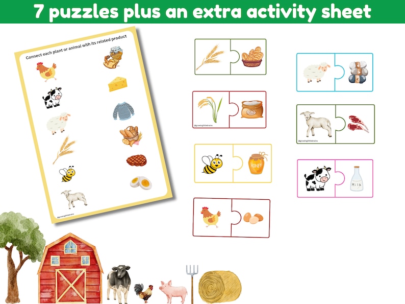 Products From the Farm Puzzles,farm Animals ,in the Farm Activity ...