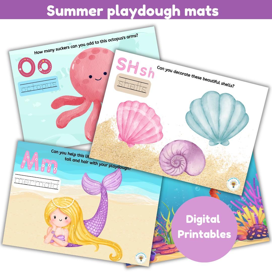 Summer Playdough Mats | a Set of 10 Playdough Mats Plus Number Coins ...