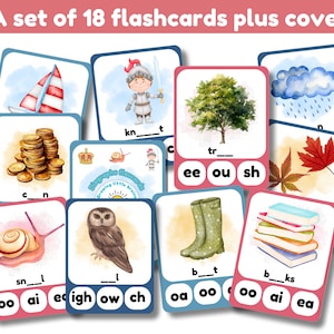 Digraphs Practice Phonics Flashcards | a Set of 18 Cards Plus Cover ...