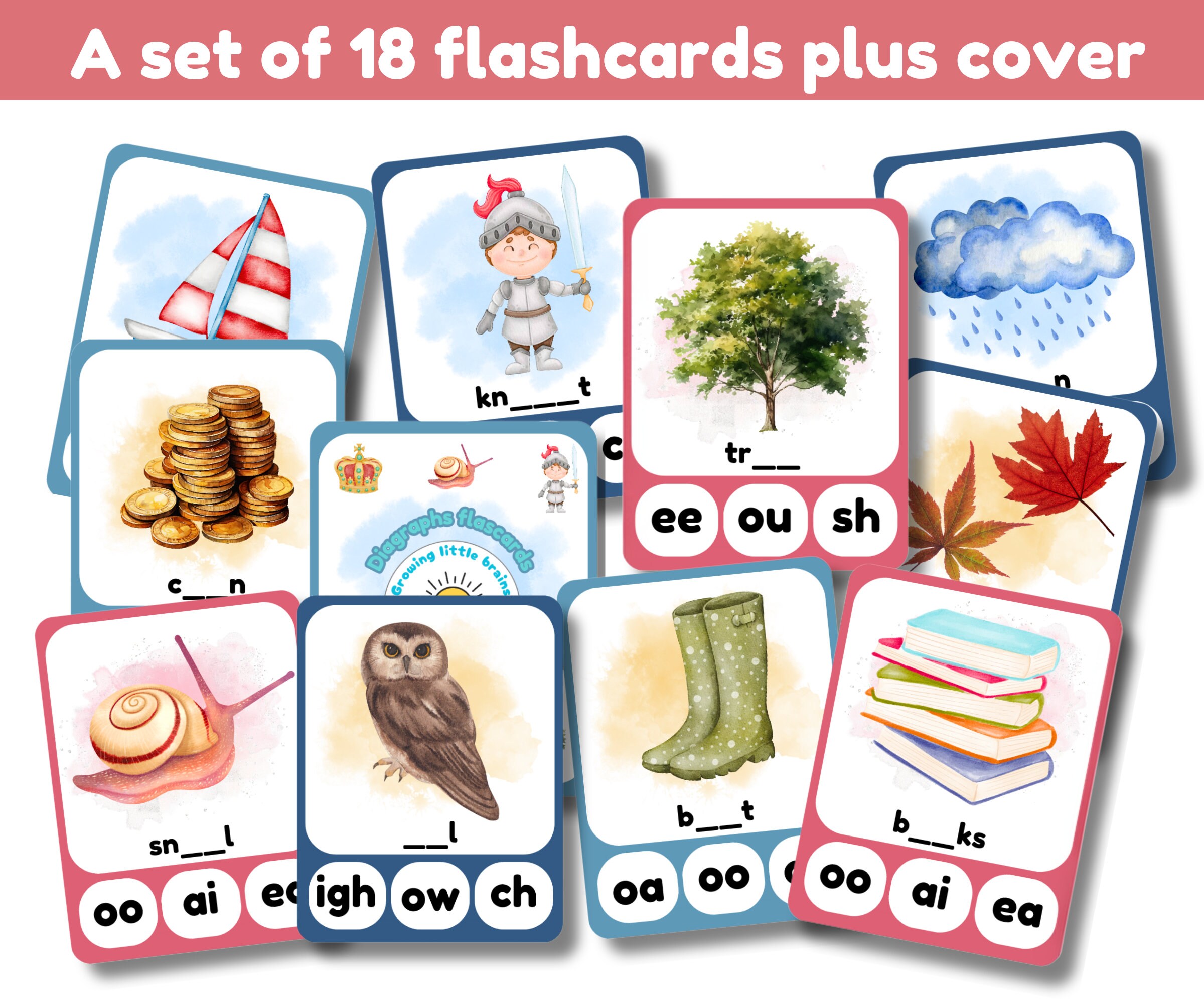 Digraphs Practice Phonics Flashcards | a Set of 18 Cards Plus Cover ...