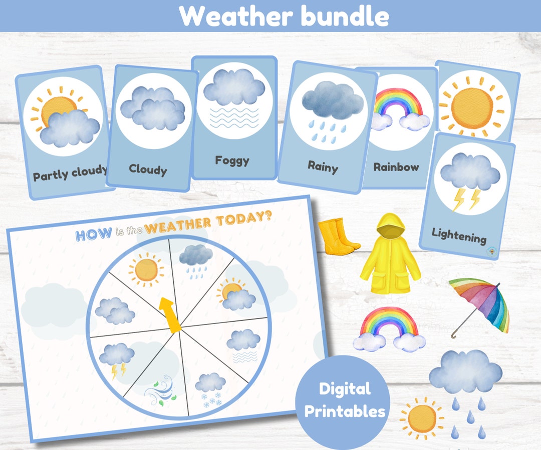 Weather Bundle | Weather Flashcards | Weather Chart and Props ...