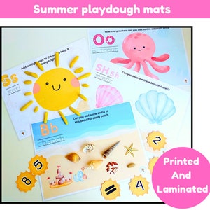 Summer Playdough Mats | a Set of 10 Playdough Mats Plus Number Coins to ...