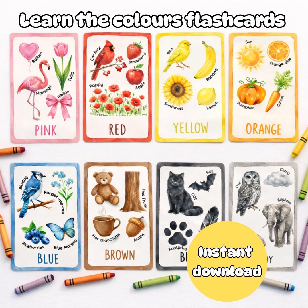 Colour Learning Flashcards for Kids | Montessori Color Cards ...