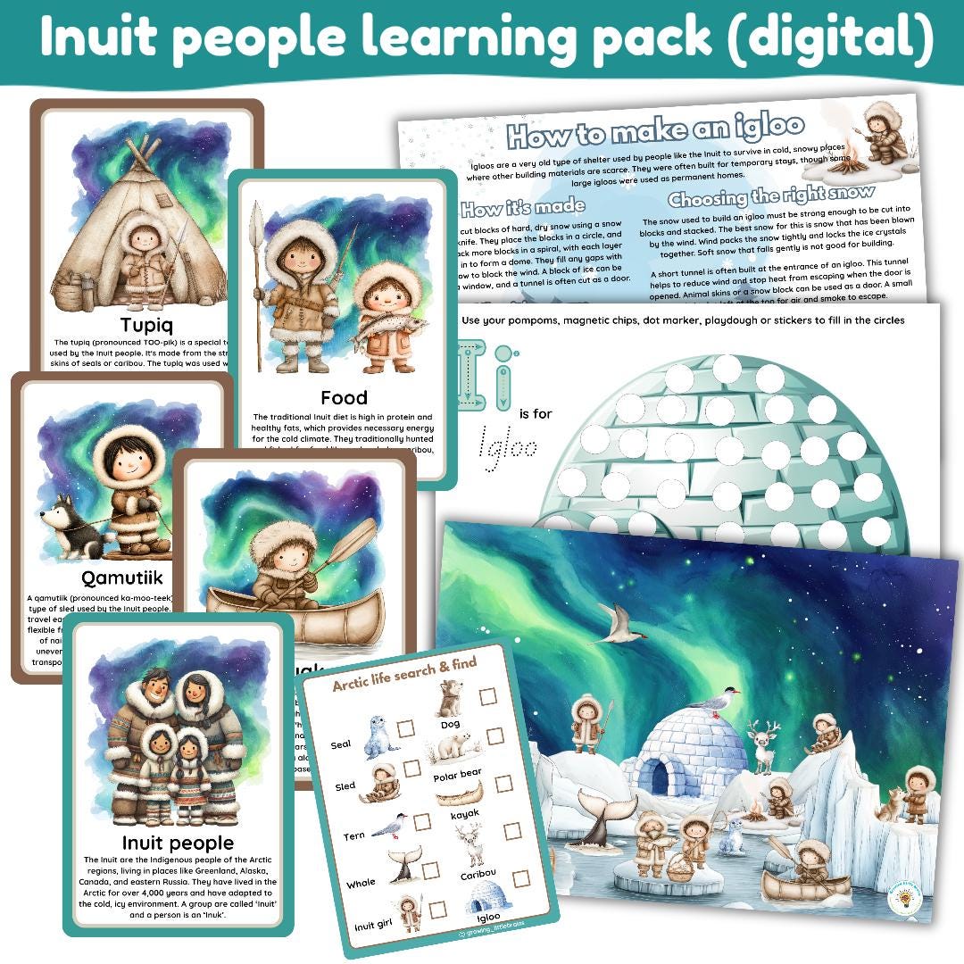Inuit People Life Learning Pack: Many Facts, Igloo Facts, Activity ...