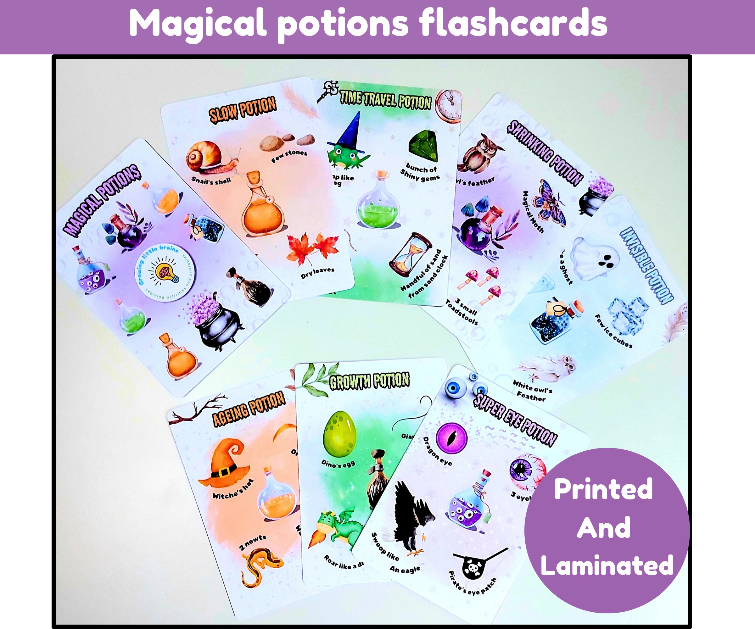 Magical Potions Flashcards | a Set of 8 Flashcards | A6 Size | Printed ...