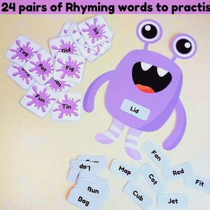 Alien CVC Rhyming Words Matching | Phonics Fun Activity | Phonics CVC ...