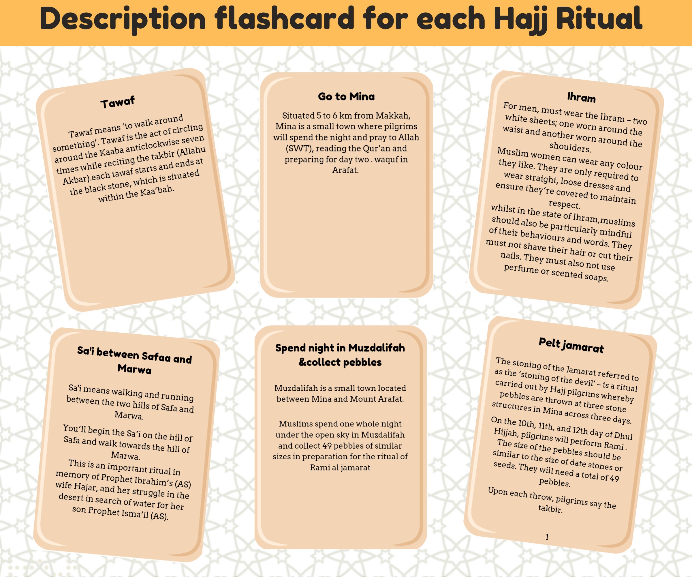 Hajj Rituals Flash Cards Hajj for Kids Islamic Learning Resources Hajj ...