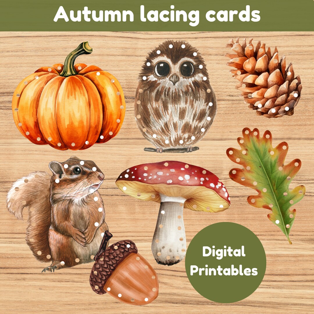 Autumn Lacing Cards | Threading | Fine Motors Activity | 8 Cards ...