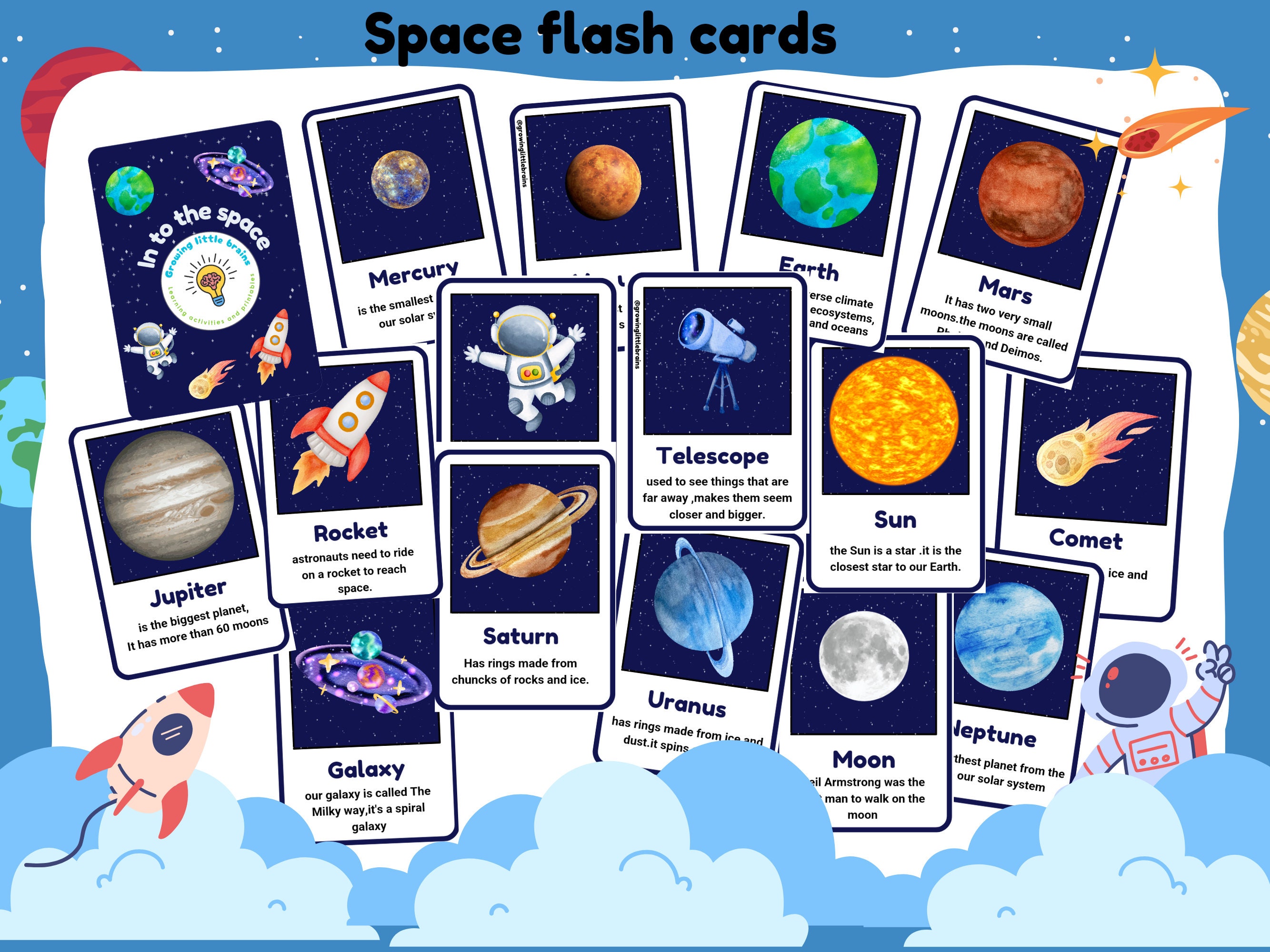 Space Flash Cards | Solar System Flash Cards | Montessori Flash Cards ...