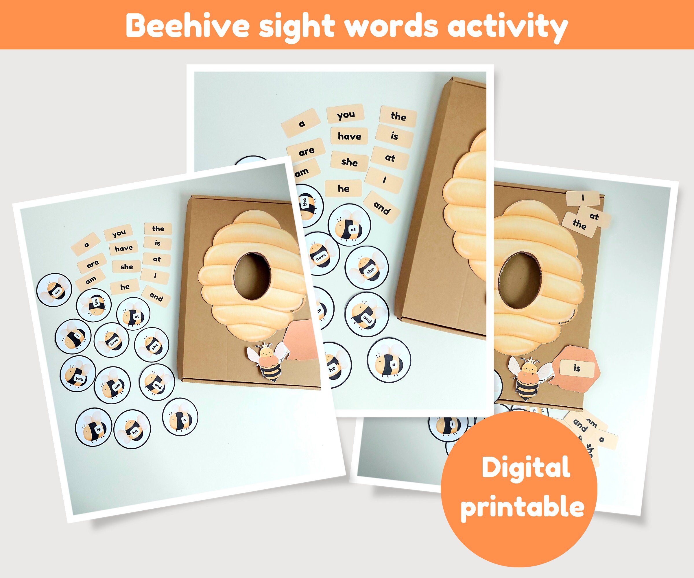 Beehive Sight Words Matching Activity | Phonics Activity | Sight Words ...