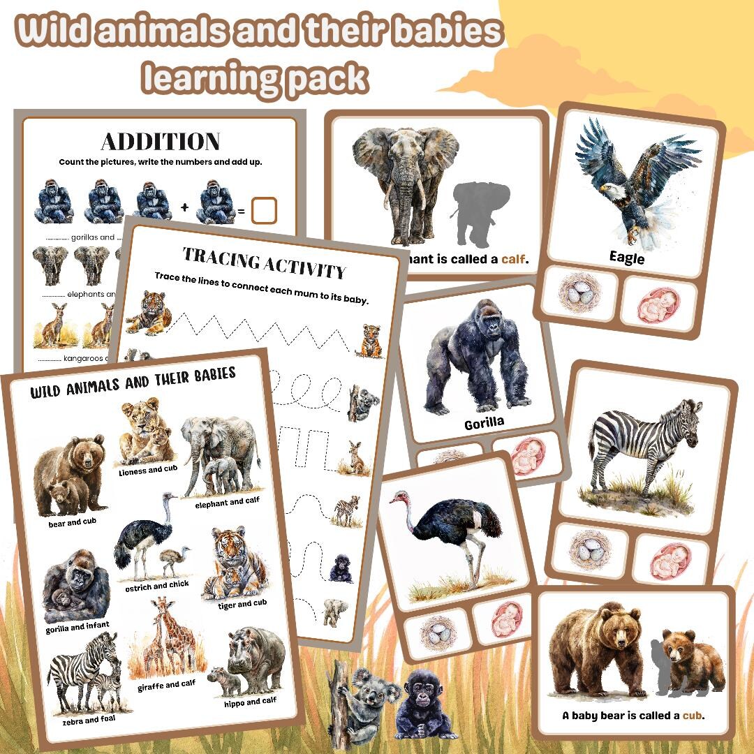 In the Wild Animals and Their Babies Learning Pack | Spring | Activity ...