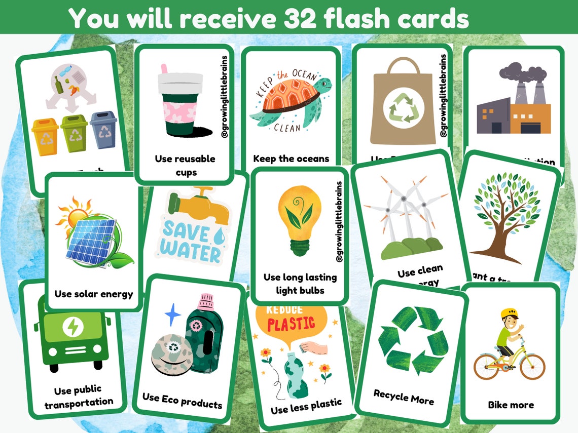 Earth Day Flash Cards | ECO Friendly Habits | Ecology | 22 April ...