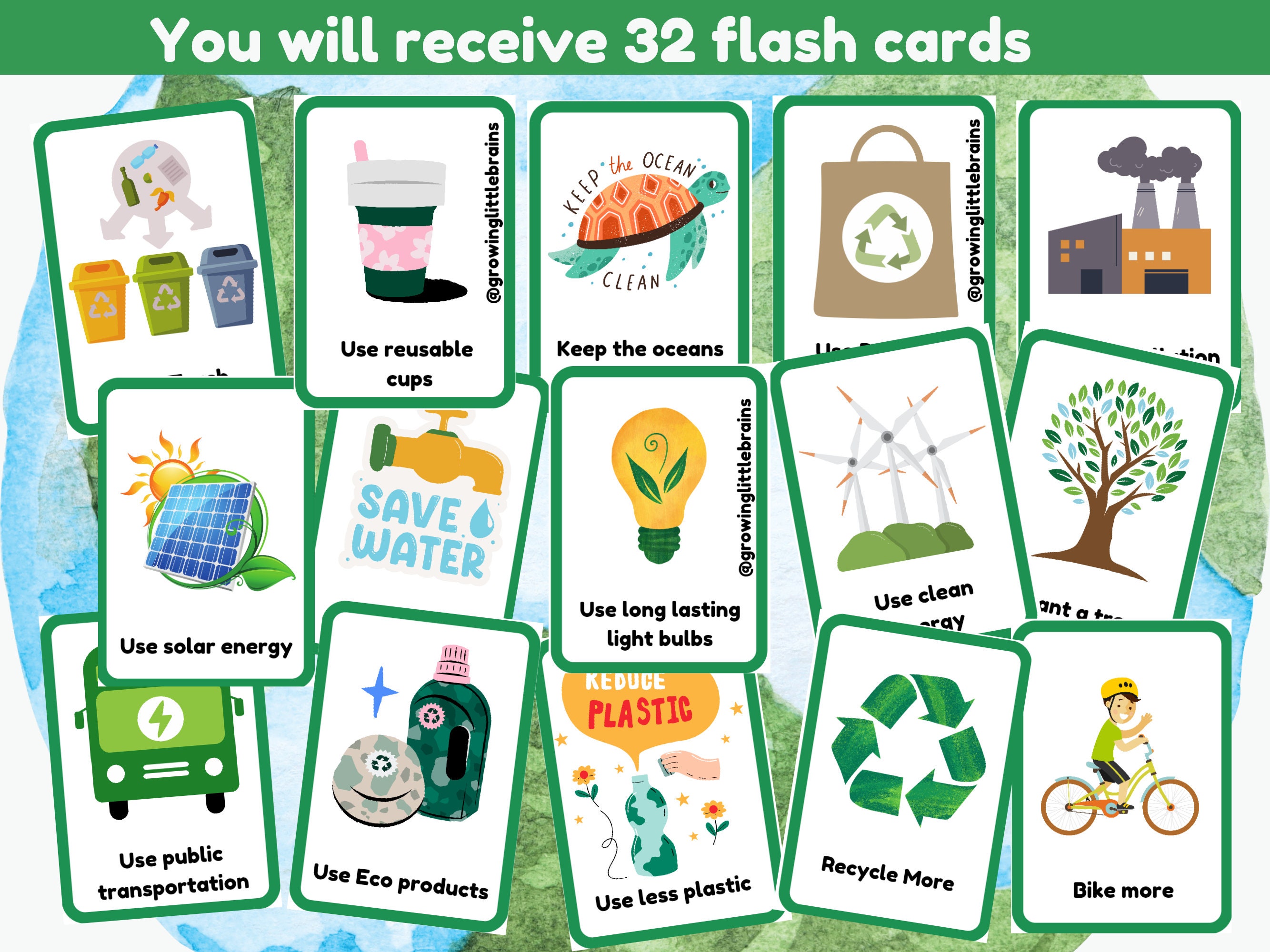 Earth Day Flash Cards | ECO Friendly Habits | Ecology | 22 April ...