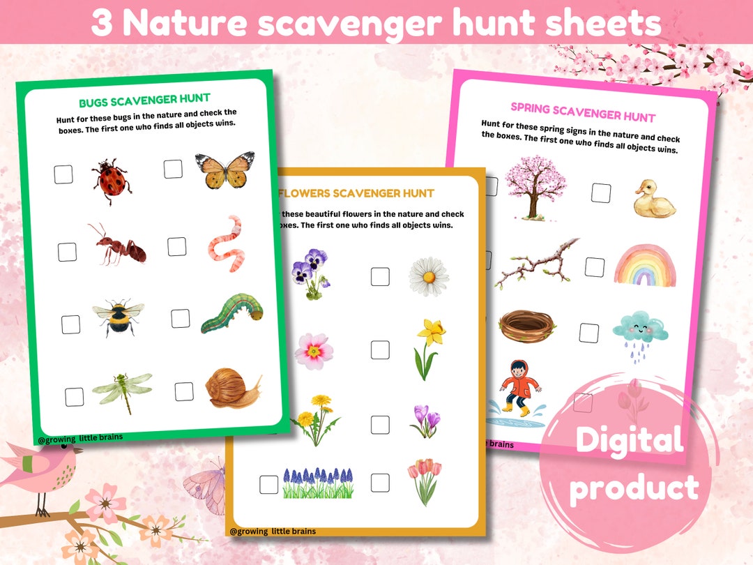Nature Scavenger Hunt Sheets 3 Spring Nature Scavenger Hunt Sheets ...
