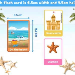 On the Beach Flash Cards | 24 Colourful Beach Flash Cards | Summer ...