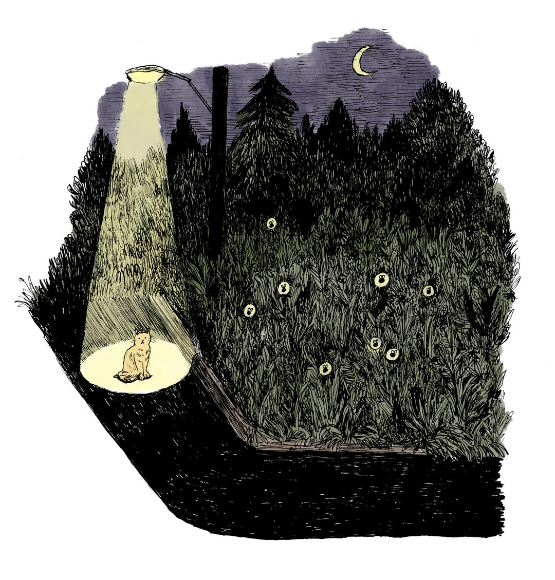 Cat Under Streetlight - Etsy