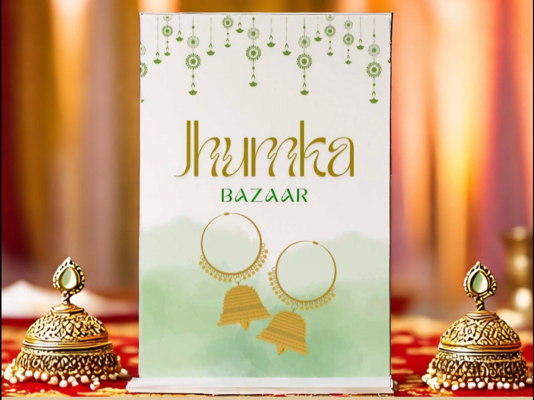 Jhumka Earring Bar Cart Stall Sign | Jewelry Bazaar Favor Poster ...