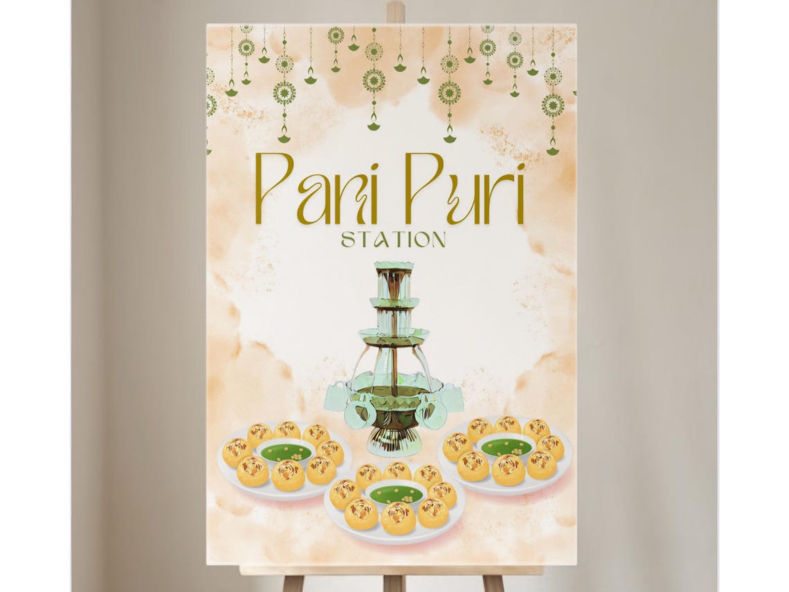 Pani Puri Fountain Station Stall Sign | Gol Gappe Fuchka Poster ...