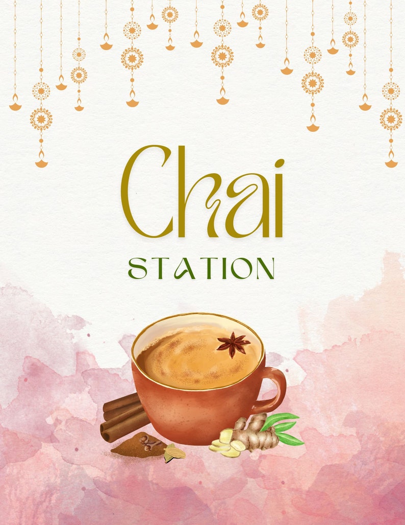 Chai Station Sign | Tea Coffee Table Poster | Indian Bengali Wedding ...
