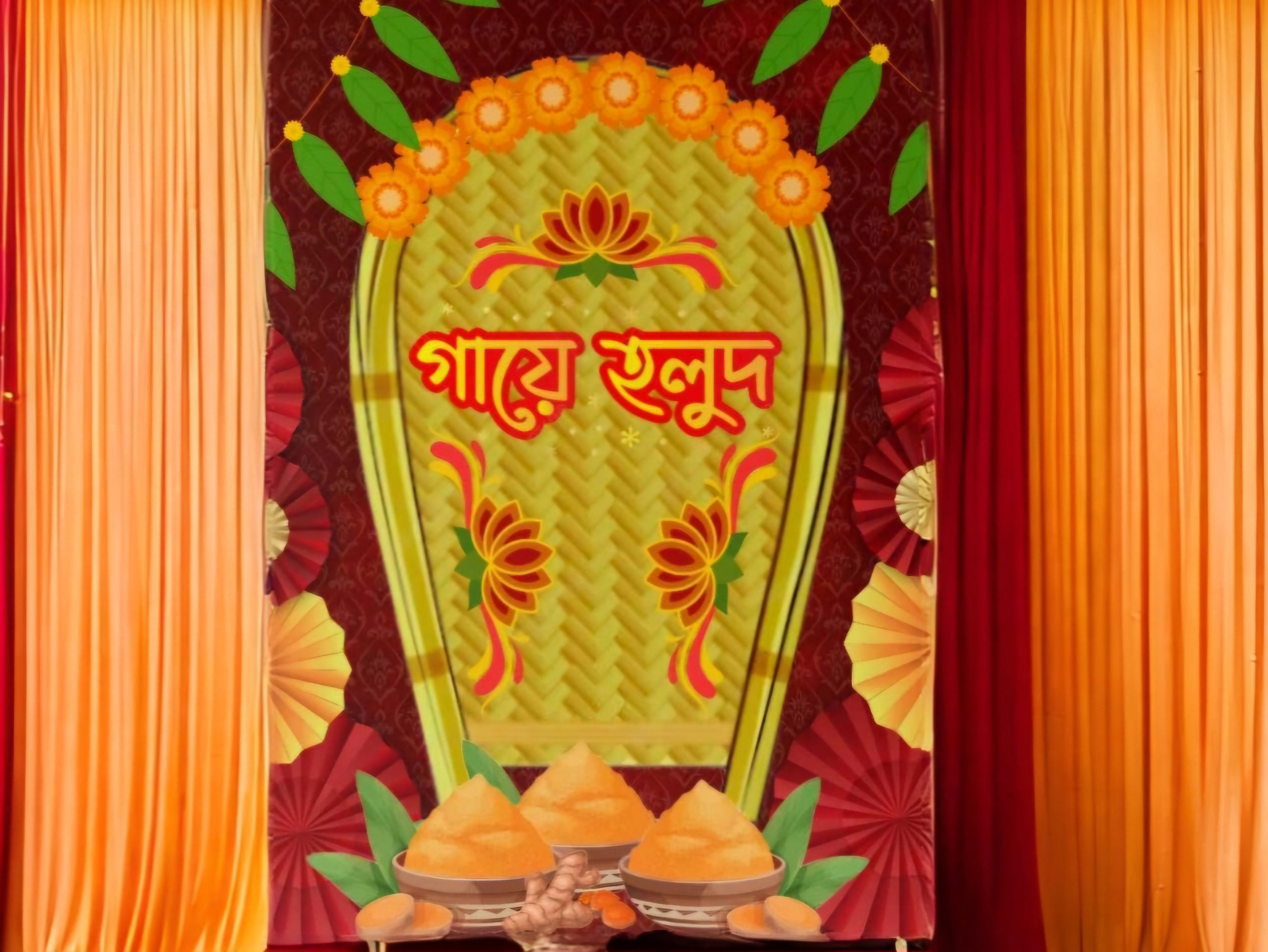 Red Kula Bangla Gaye Holud Welcome Sign | Bangladeshi Haldi | Bengali ...