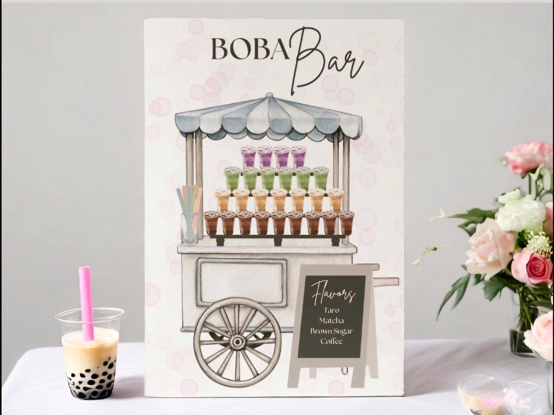 Bubble Tea Boba Bar Menu Stall Sign | Drink Station Sign | Birthday ...