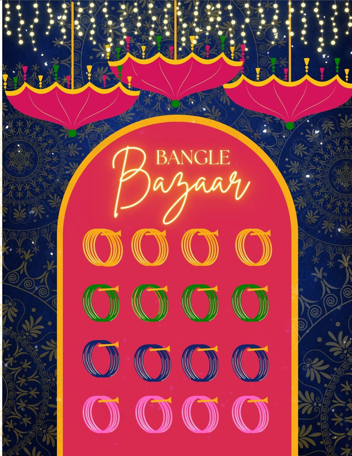 Bangle Bazaar Bar Wall Sign | Churi Cart Sign | Favor Poster | Indian ...