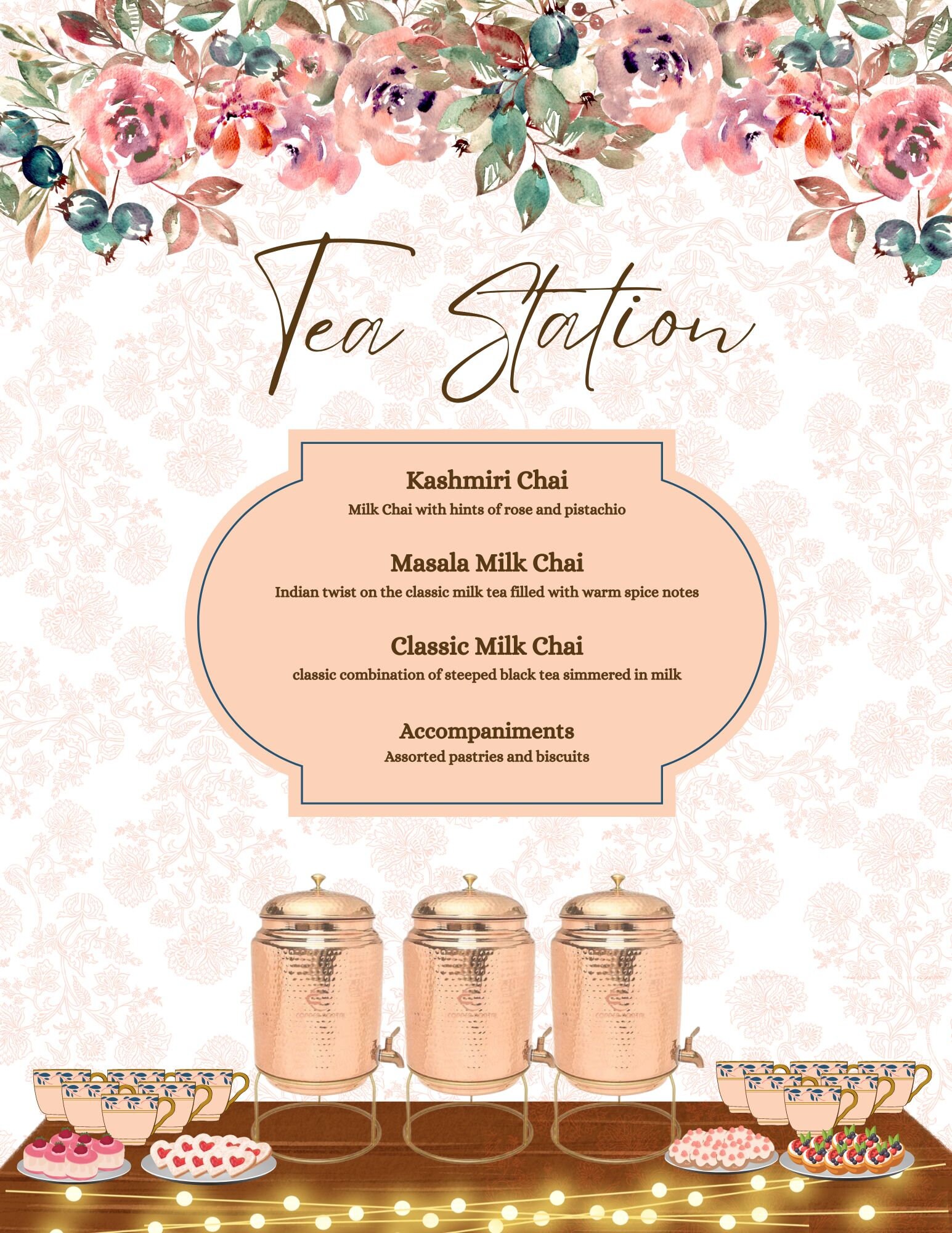 Tea Station Menu Sign| Chai Coffee Sign | Chaiwala | Birthday Shower ...