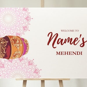 Mehendi Henna Welcome Sign | Haldi Gaye Holud Poster | Minimal Design ...