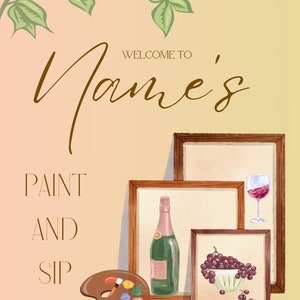 Customizable Paint and Sip Sign | DIY Party Essentials for Date Night ...
