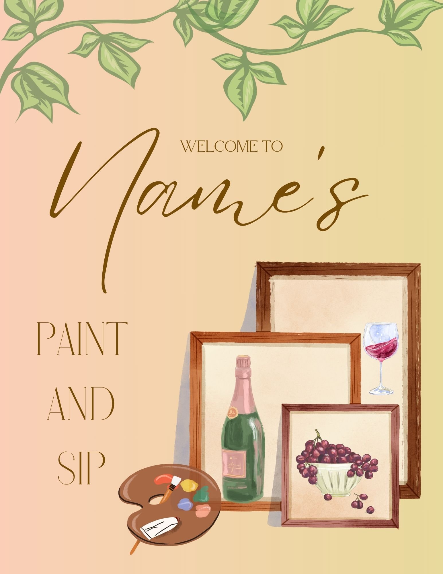 Customizable Paint and Sip Sign DIY Party Essentials for Date Night or ...