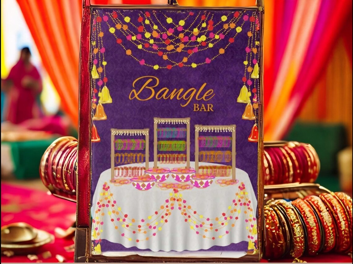 Purple Bangle Bar Sign | Churi Cart Sign | Favor Cart | Chudiyan ...