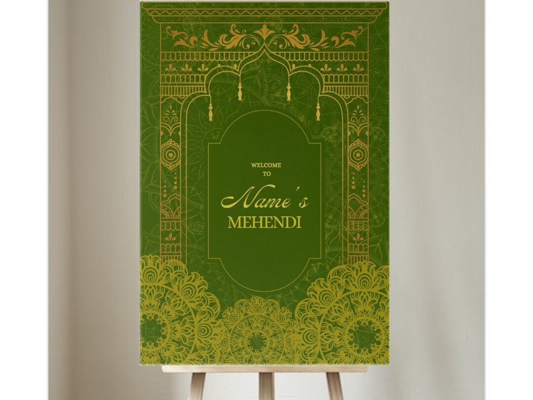 Mehendi Henna Poster Gaye Holud Haldi Sign Turmeric Ceremony Poster ...