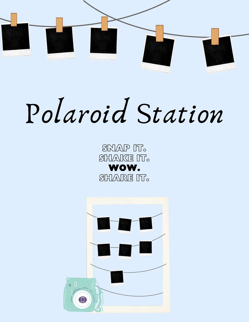 Polaroid Station Sign | DIY Photobooth Sign | Party Favors | Selfie ...