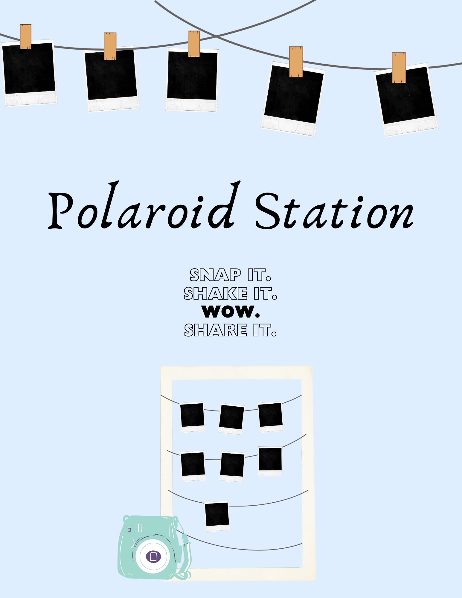 Polaroid Station Sign | DIY Photobooth Sign | Party Favors | Selfie ...
