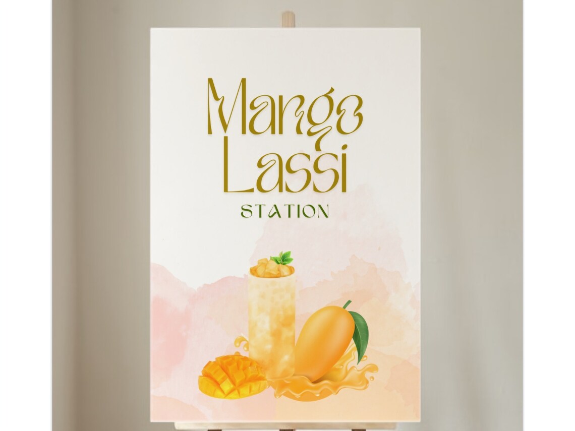 Mango Lassi Station Bar Stall Sign | Drink Beverage Poster | Birthday ...
