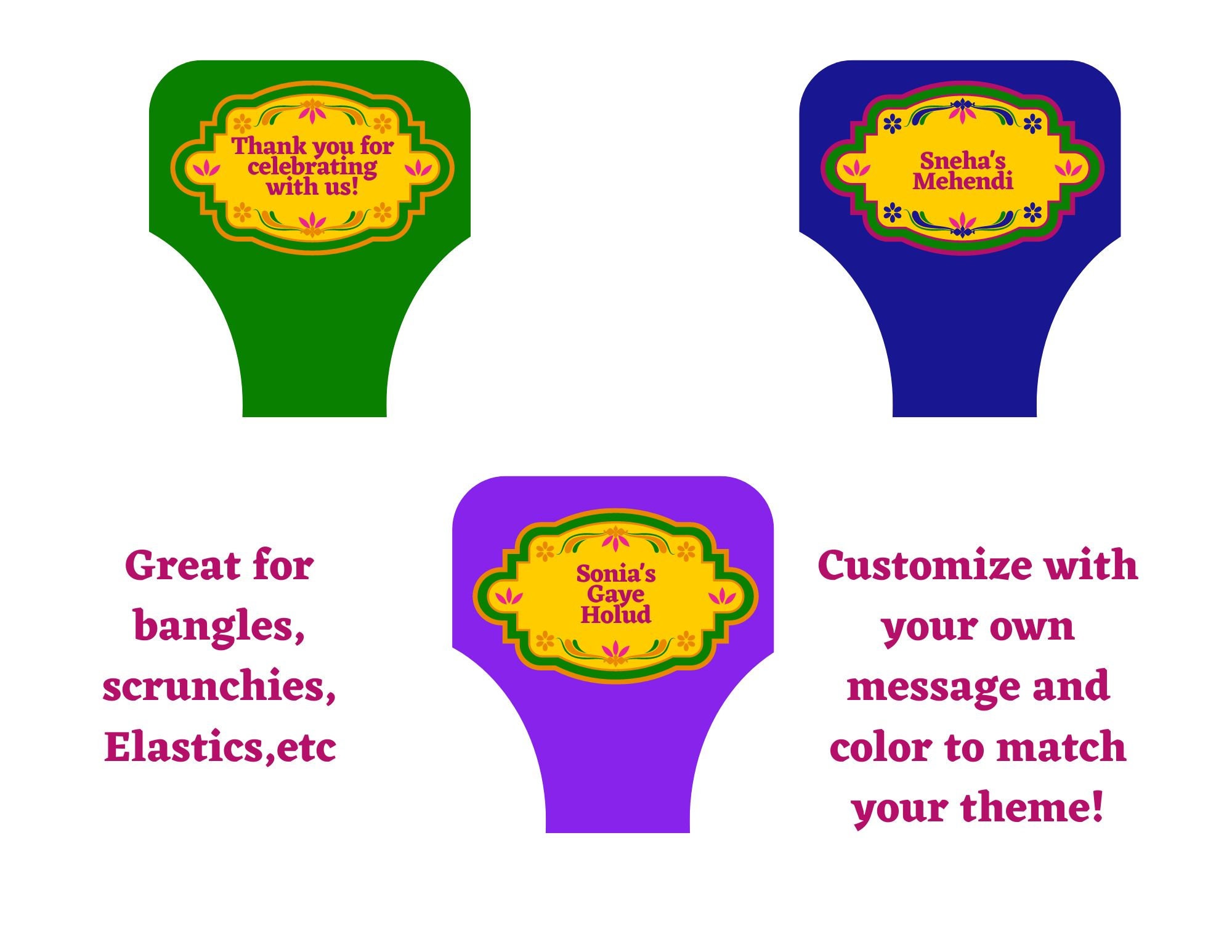Bangle Favor Tag Template | Scrunchie Tag | Mehendi Haldi Henna Holud ...