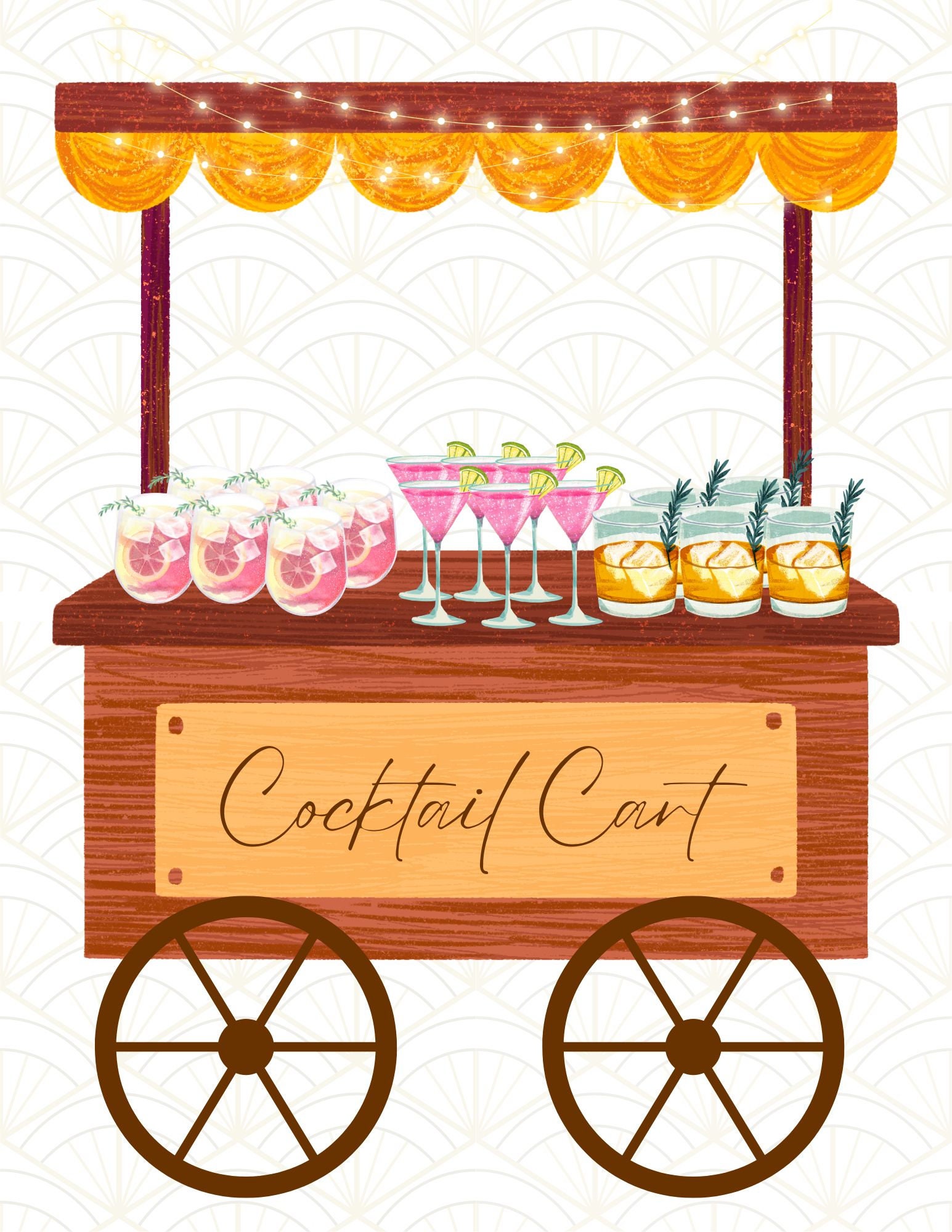 Cocktail Cart Sign | Mocktail Bar Sign | Mobile Bar Sign | Signature ...