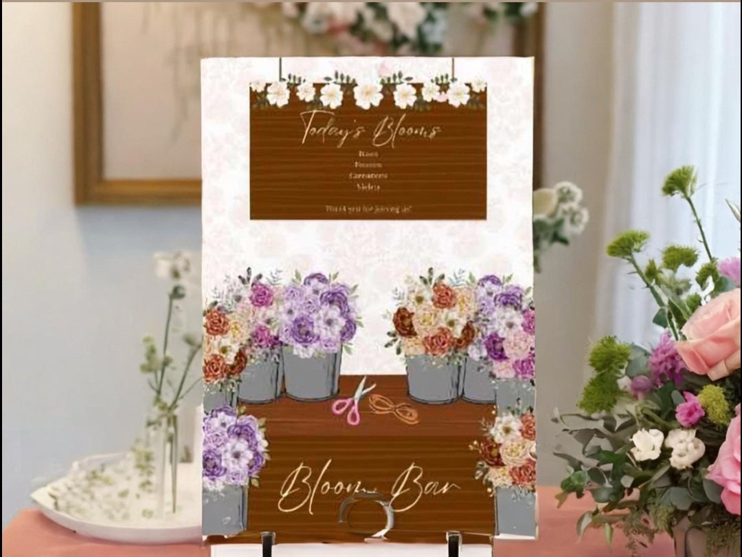 Bloom Bar Menu Sign | DIY Bouquet Station Poster | Anniversary Birthday ...