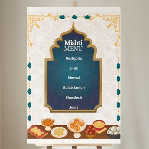 Mishti Mithai Menu Sign | Indian Bengali Pakistani Wedding Desi ...